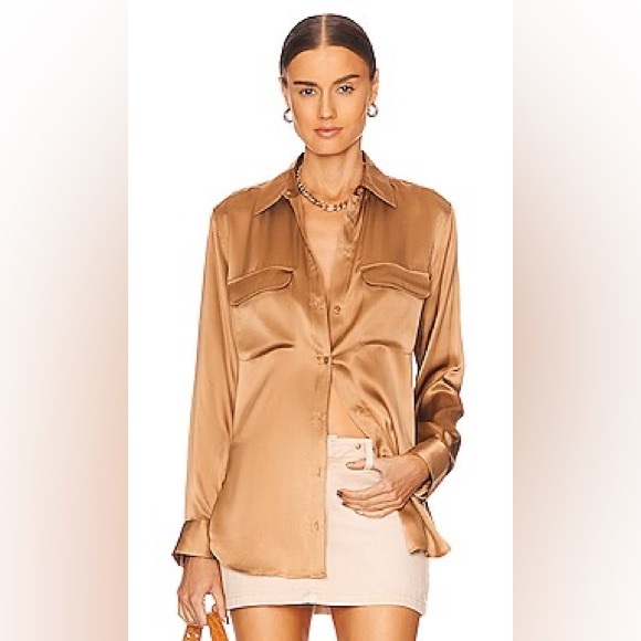 Equipment | Tops | Equipment Signature Silk Blouse In Tobacco Brown ...